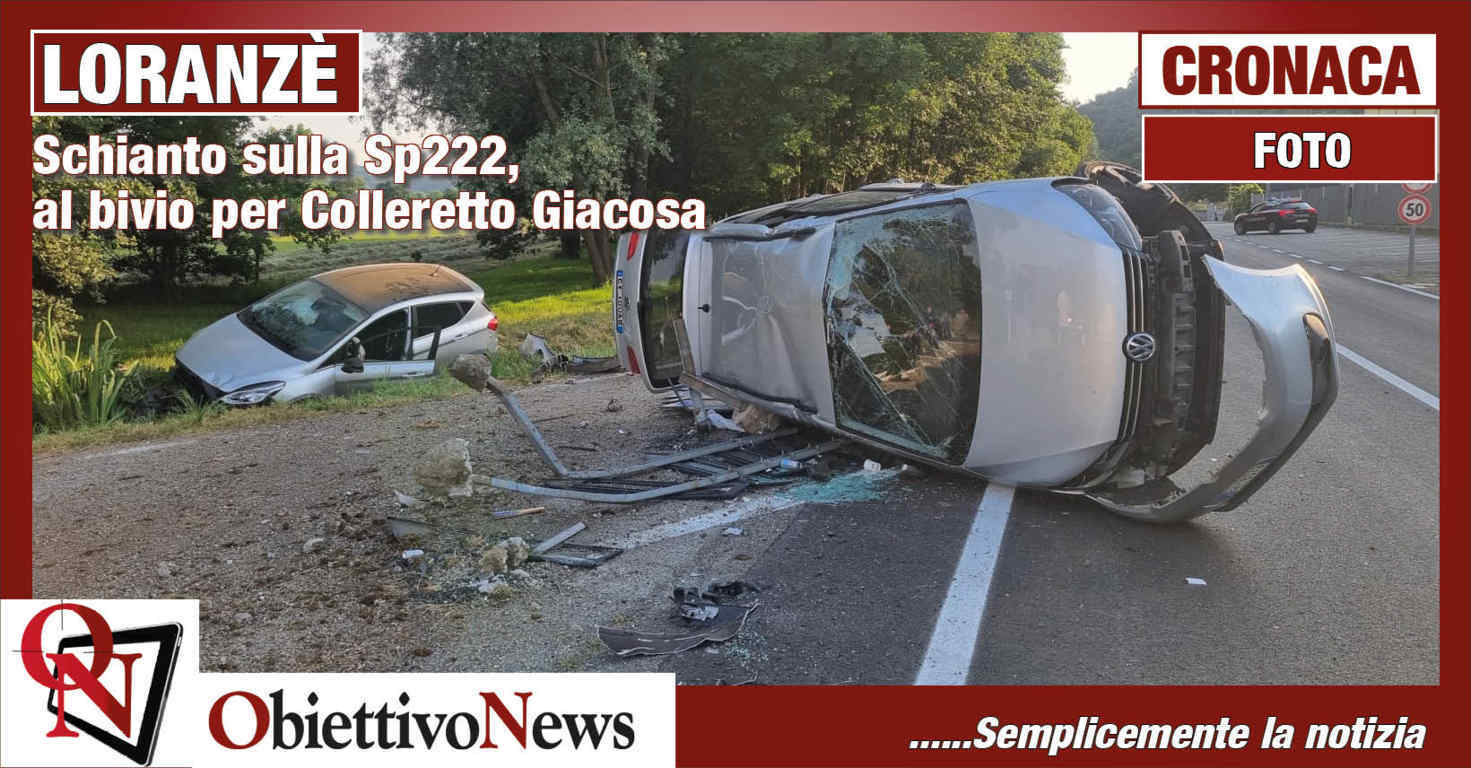LORANZÈ – Schianto sulla Sp222, al bivio per Colleretto Giacosa (FOTO)