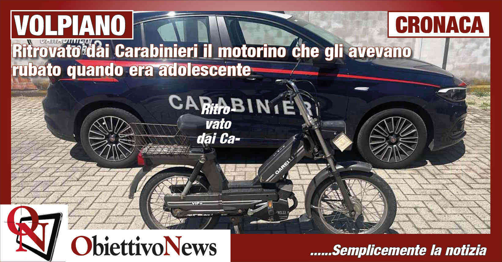 VOLPIANO – Ritrovato dai Carabinieri il motorino che gli avevano rubato ...